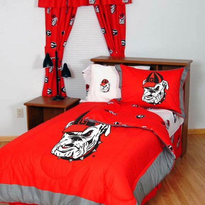 Georgia Bulldogs Bed in a Bag King With White Team Sheets Sports Decor