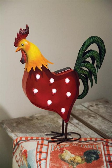 Solar Led Lighted Rooster Set Accessories