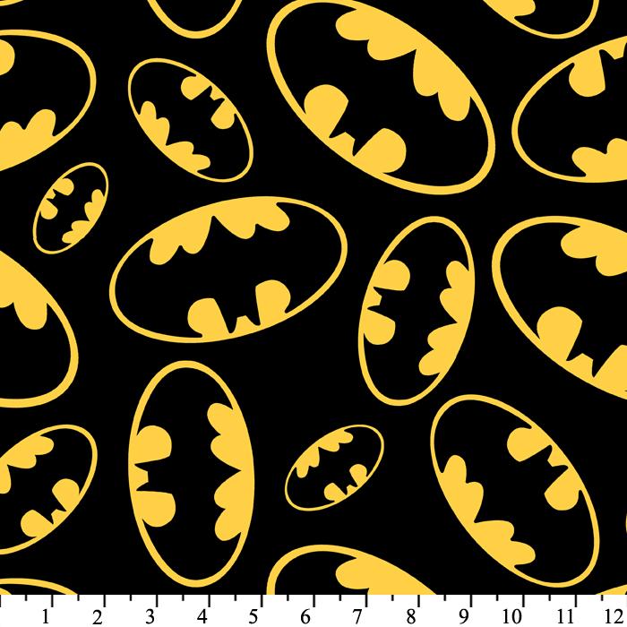 David Textiles Batman Symbols Black Anti-Pill Fleece Fabric