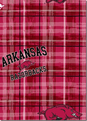 Foust Textiles Inc Arkansas Razorbacks Plaid Cotton Print Fabric