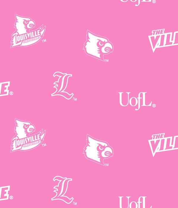 Louisville Cardinals Pink Cotton Print Sports Decor