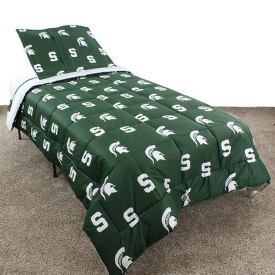 Michigan State Spartans Reversible Comforter Set Twin Sports Decor