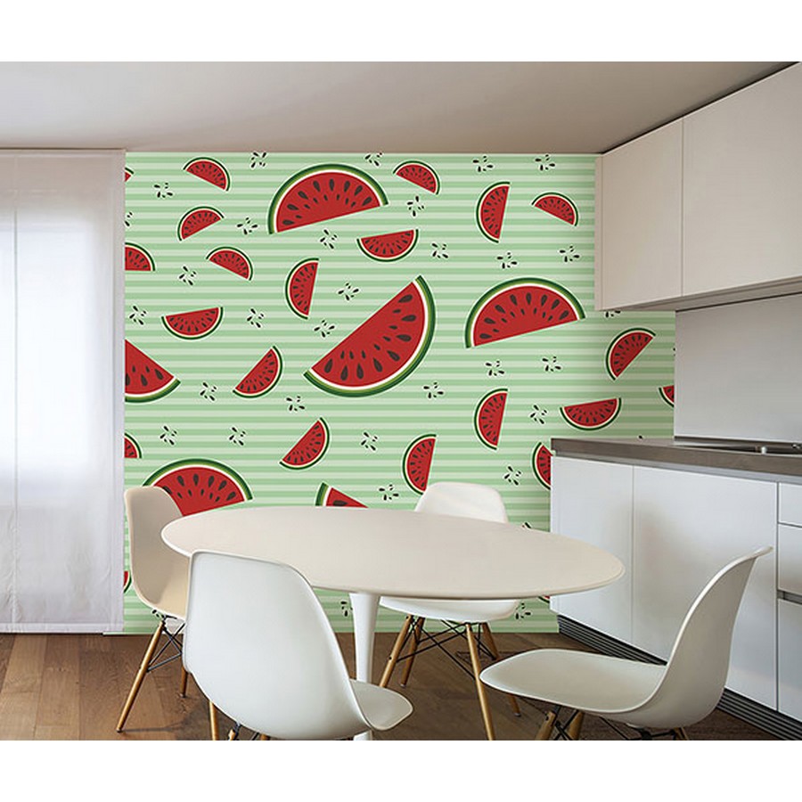 Watermelons with Mint Vintage Backdrop Wall Mural Wallpaper