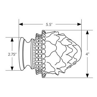 Pineapple Curtain Rod Finial Pickled Oak Curtain Rods