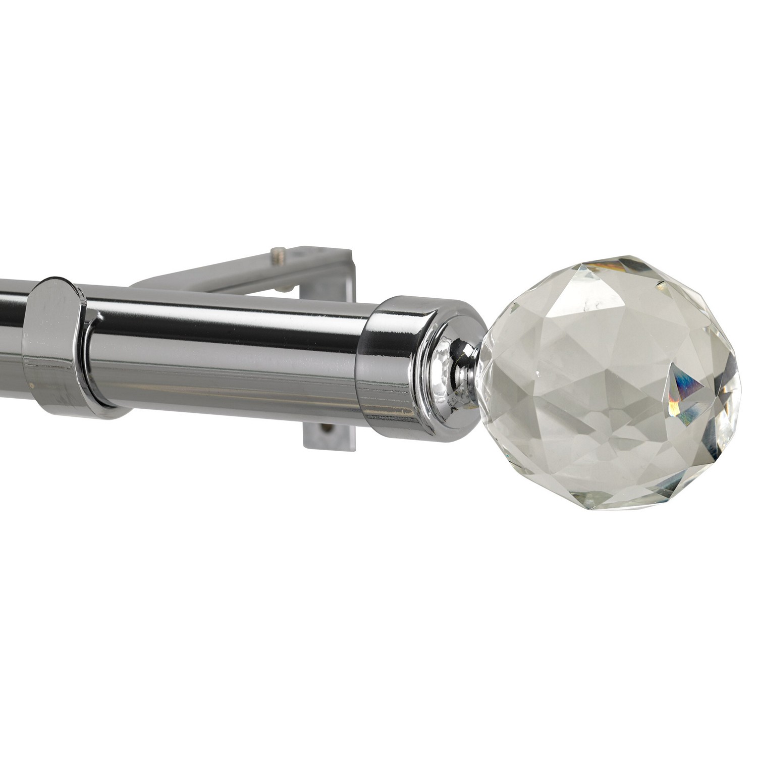 Gemstone Adjustable Rod Set Chrome 28-48Inch Curtain Rods