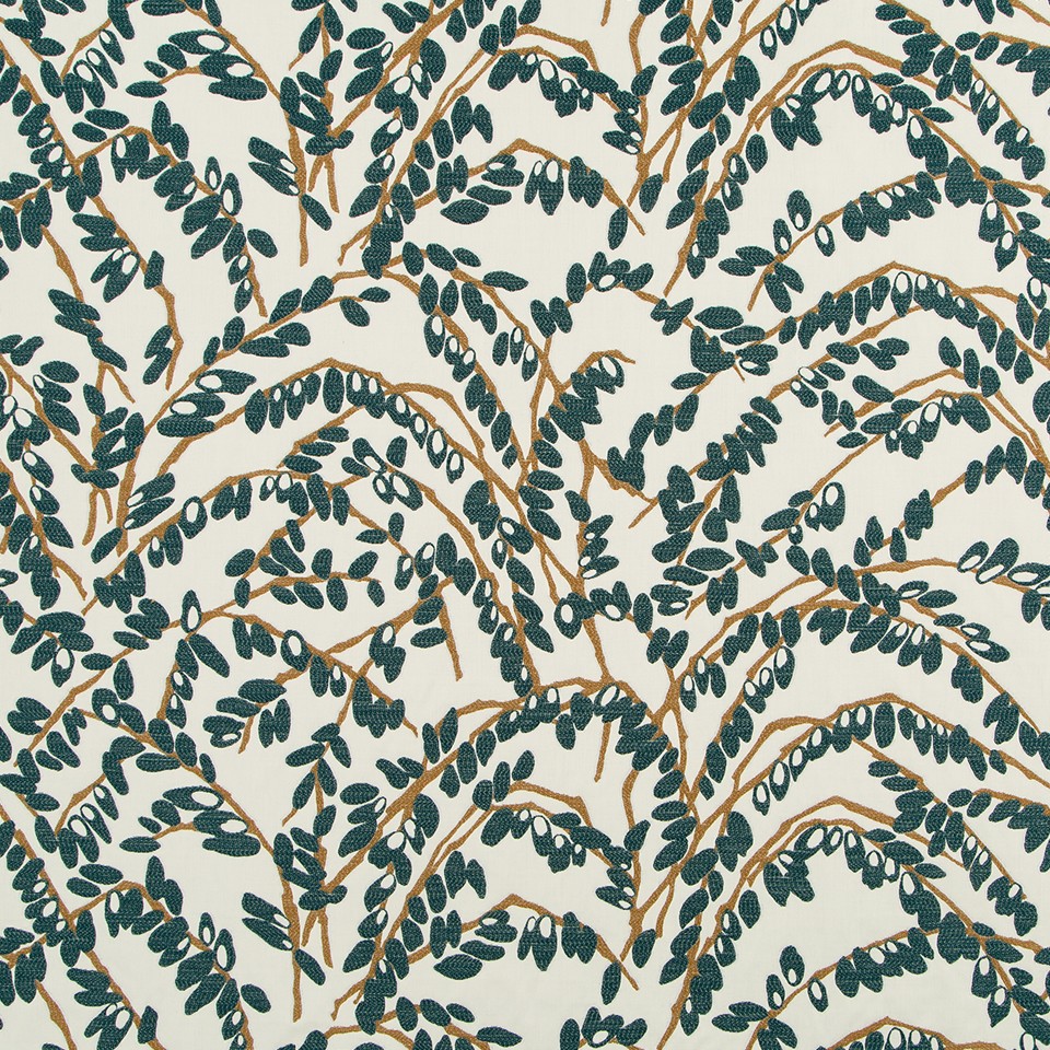 Robert Allen Olive Branch Blue Pine Fabric