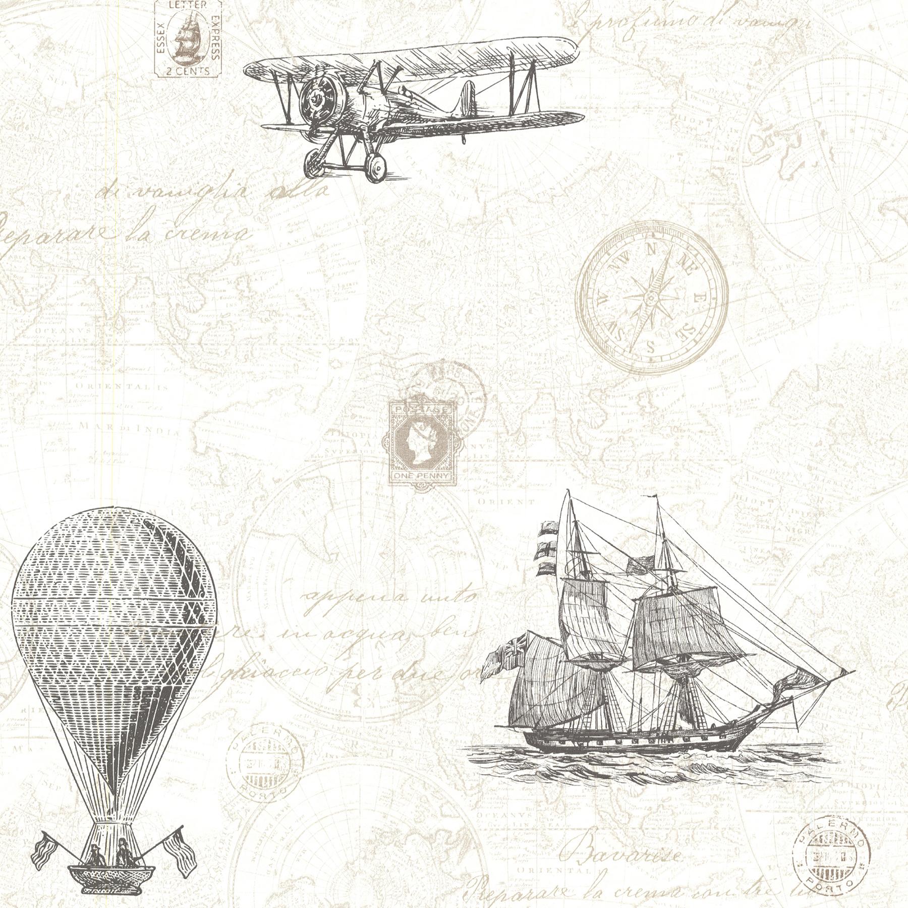 Brewster Wallcovering Explorer Fog Antique Map Wallpaper