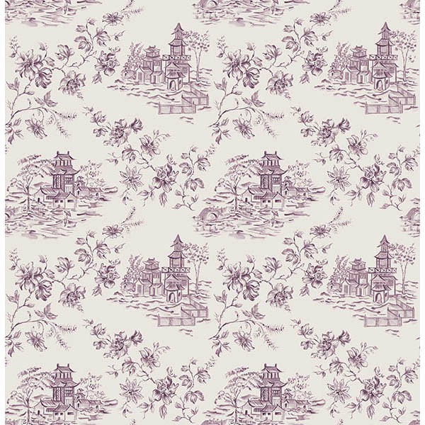Brewster Wallcovering Laure Purple Toile Wallpaper