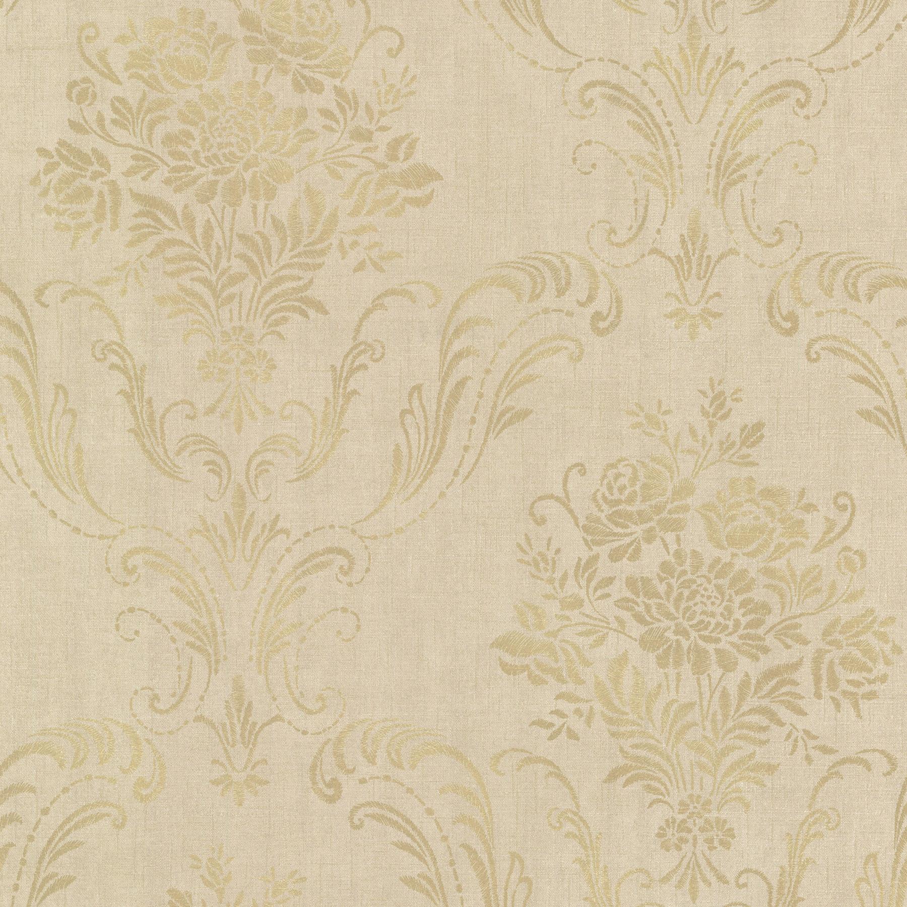 Brewster Wallcovering Manor Gold Floral Damask Wallpaper