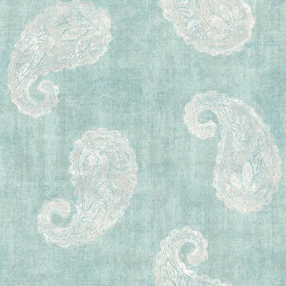 Brewster Wallcovering Kashmir Teal Paisley Wallpaper Wallpaper