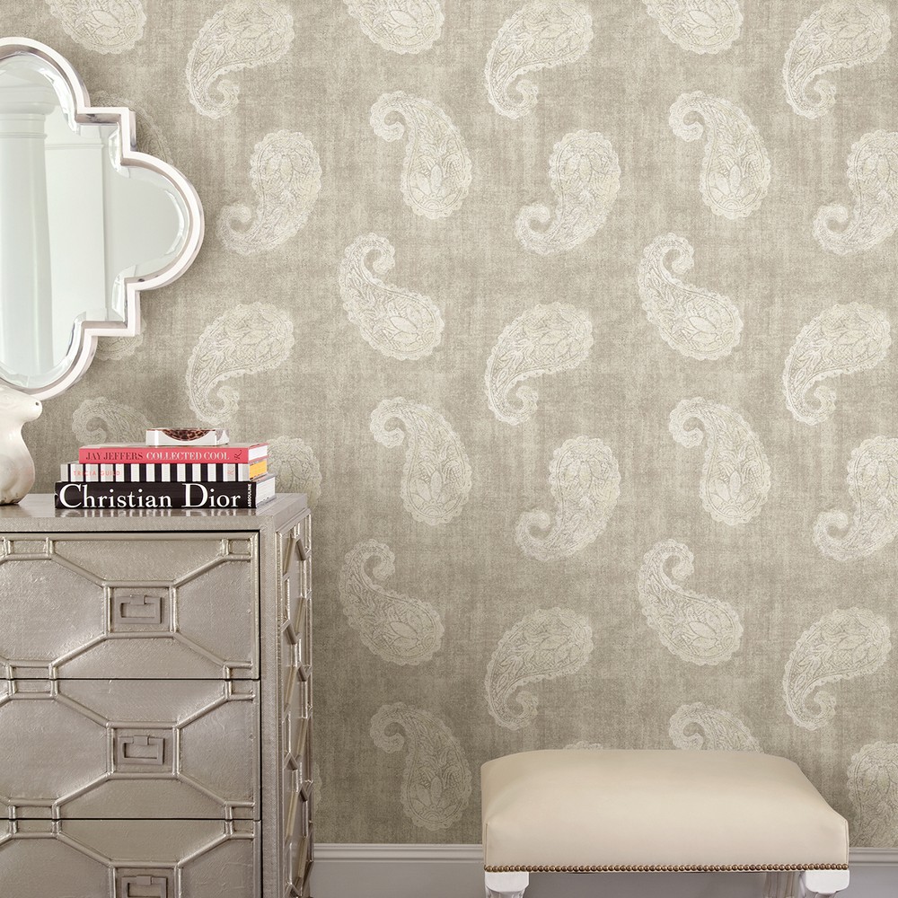 Brewster Wallcovering Kashmir Beige Paisley Wallpaper Wallpaper