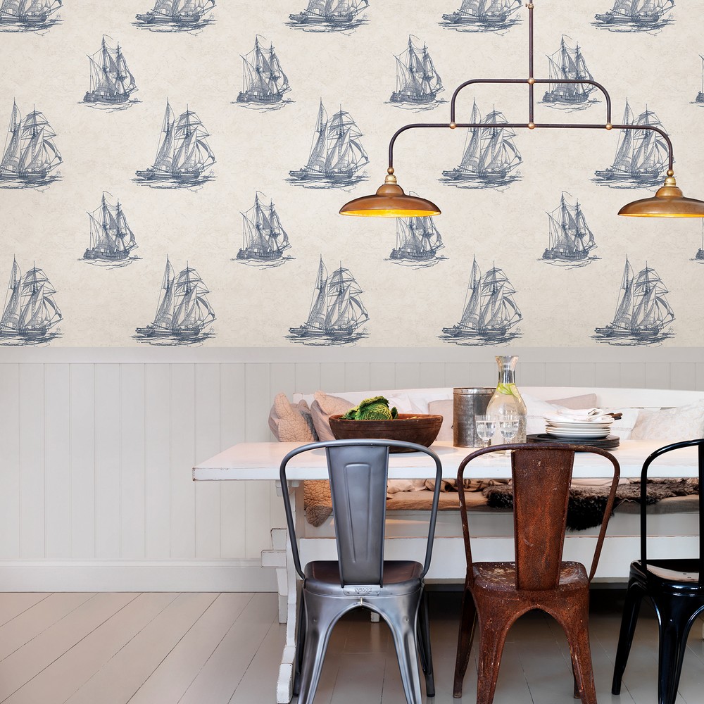 Brewster Wallcovering Hudson Bay Blue Nautical Wallpaper Wallpaper