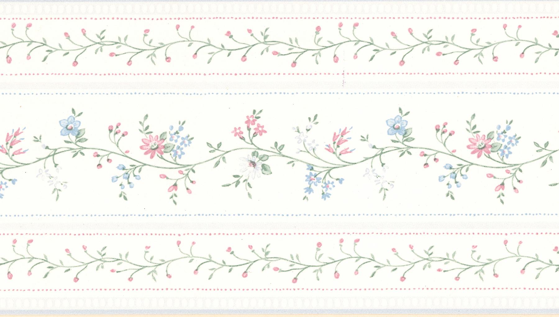 Brewster Wallcovering Lynn light blue Floral Stripe Border Wallpaper