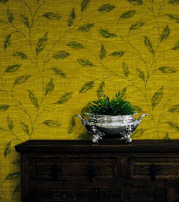 Brewster Wallcovering Elspeth Light Green Metallic Leaf Wallpaper
