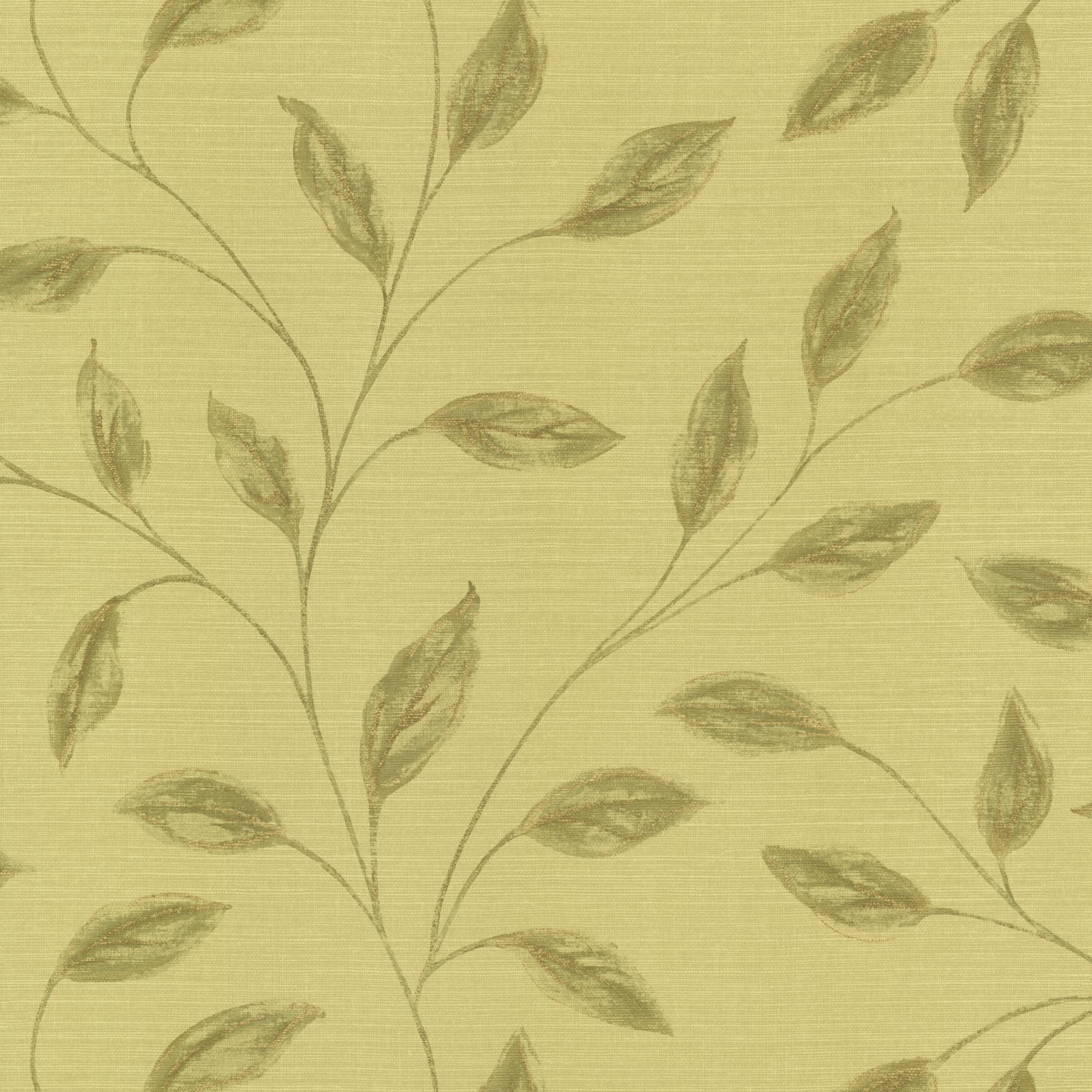 Brewster Wallcovering Elspeth Light Green Metallic Leaf Wallpaper
