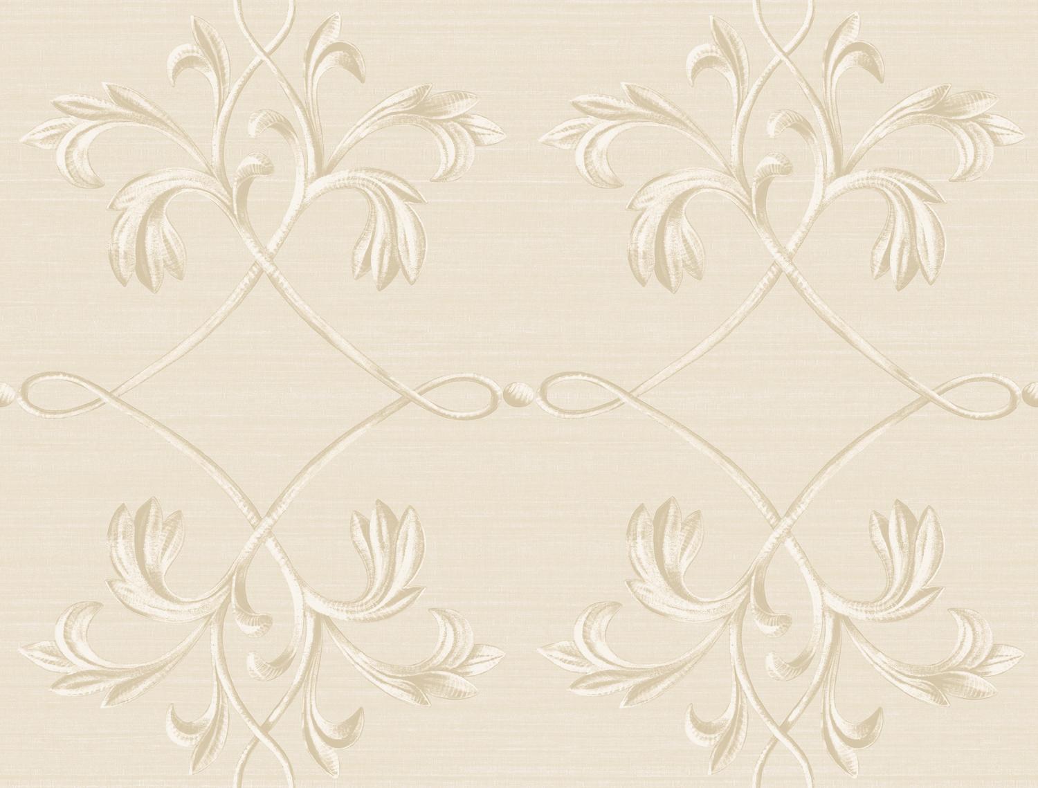 Brewster Wallcovering April Silver Acanthus Lattice Wallpaper Wallpaper