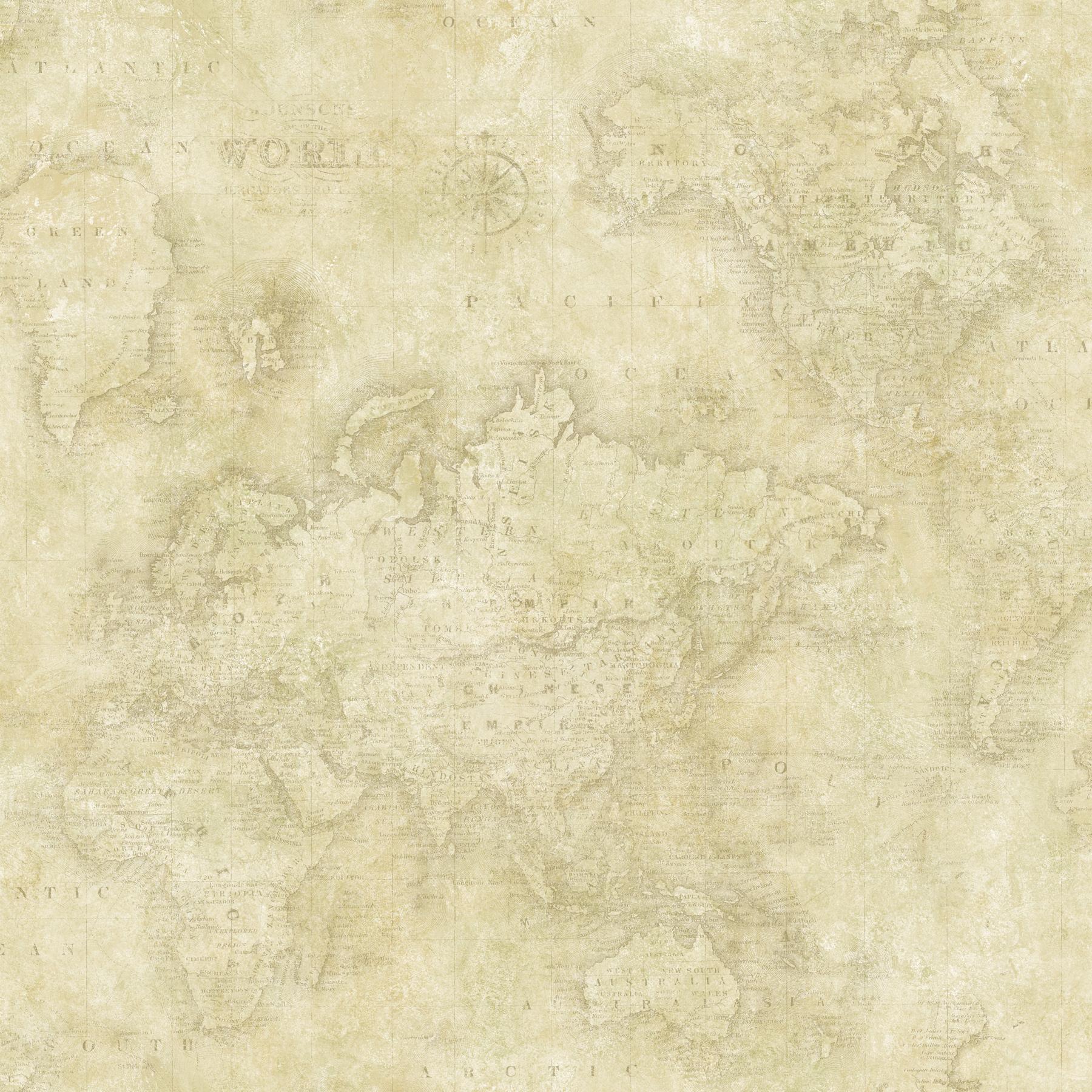 Brewster Wallcovering Hardings Beige World Map Wallpaper