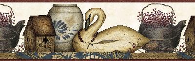 Brewster Wallcovering White Swan Kettle Border Wallpaper