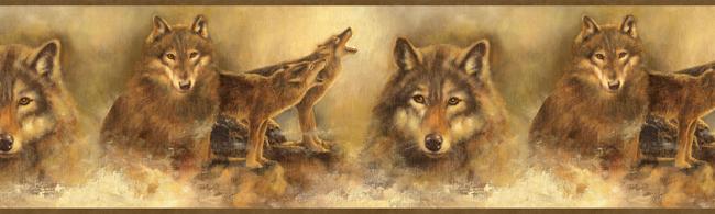 Brewster Wallcovering Brown Wolves Border Wallpaper