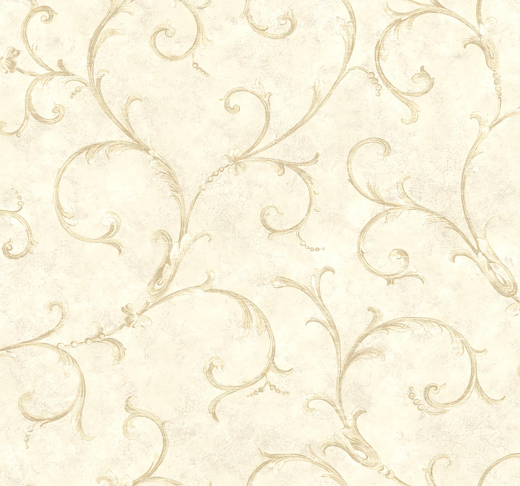 Brewster Wallcovering Dahna Cream Scroll Wallpaper